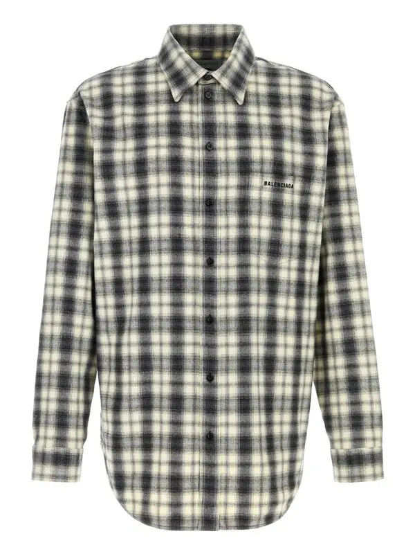 Balenciaga Embroidered Flannel Shirt For - Checked