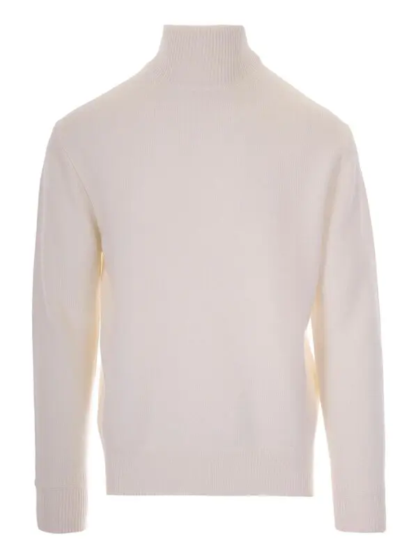 PAOLO PECORA Ribbed Wool Turtleneck Sweater - Panna