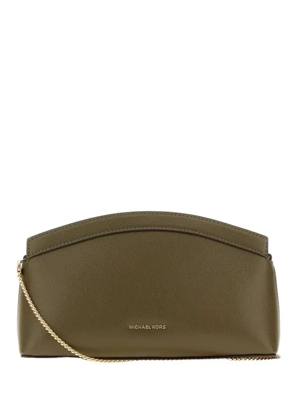 Michael Kors Small Athena Leather Clutch With Adjustable Shoulder Strap - Green