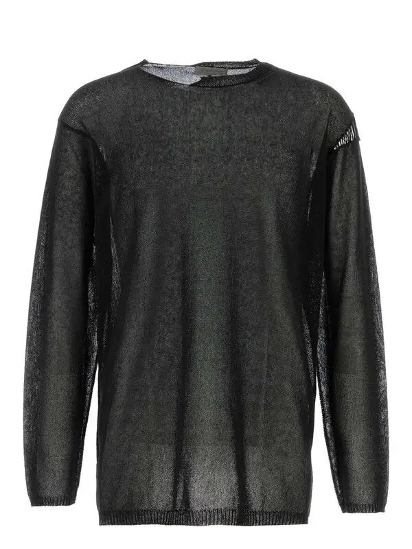 Yohji Yamamoto Long Sleeve Crew Neck Sweater - Black