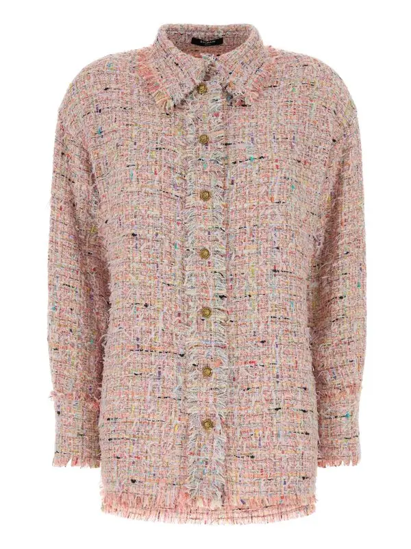 Balmain Style Textured Tweed Shirt For - Multicoloured