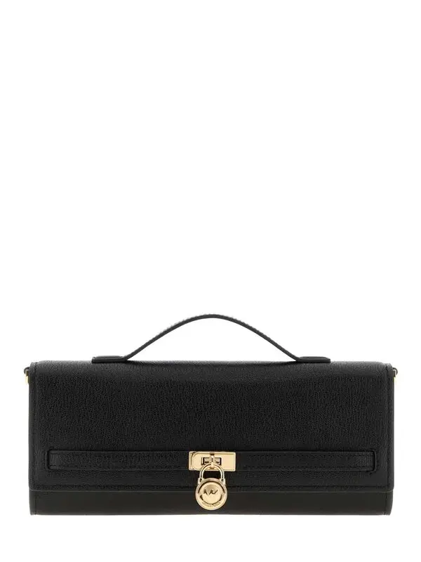 Michael Kors Medium Hamilton Moderne Leather Handbag With Turn Lock Closure - Black