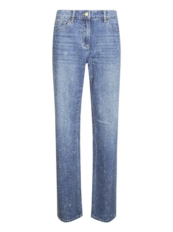 Elisabetta Franchi Embellished Straight Leg Jeans - Denim