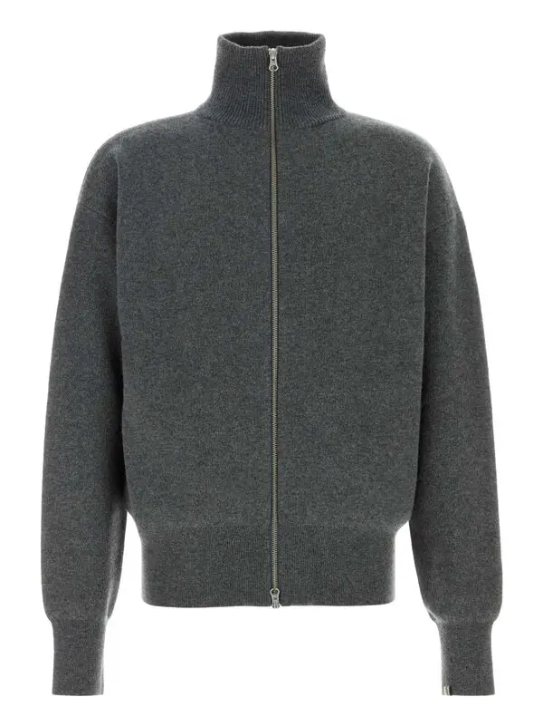 Extreme Cashmere Zip-up High Neck Cashmere Cardigan - Grey
