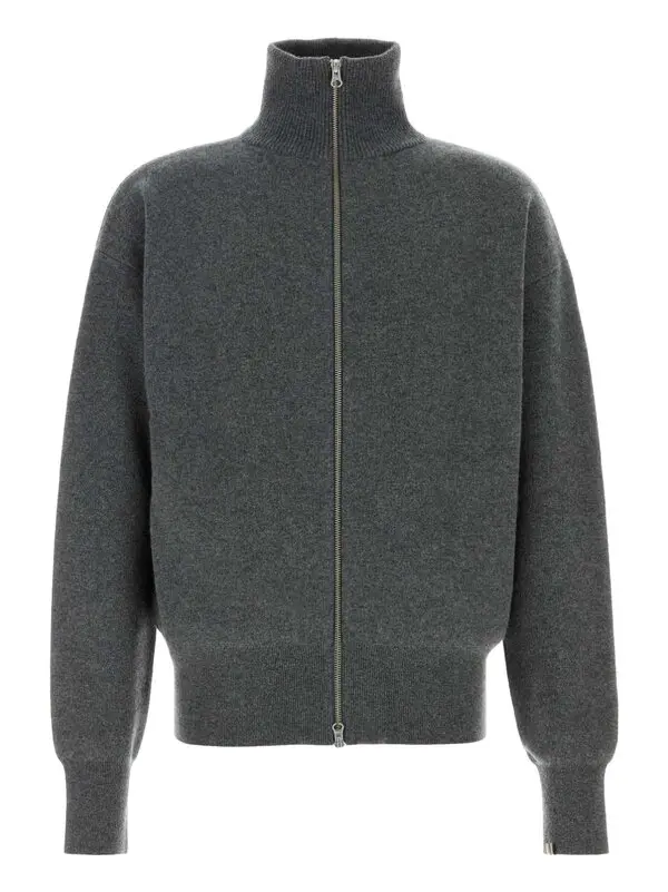 Extreme Cashmere Zip-up High Neck Cashmere Cardigan - Grey