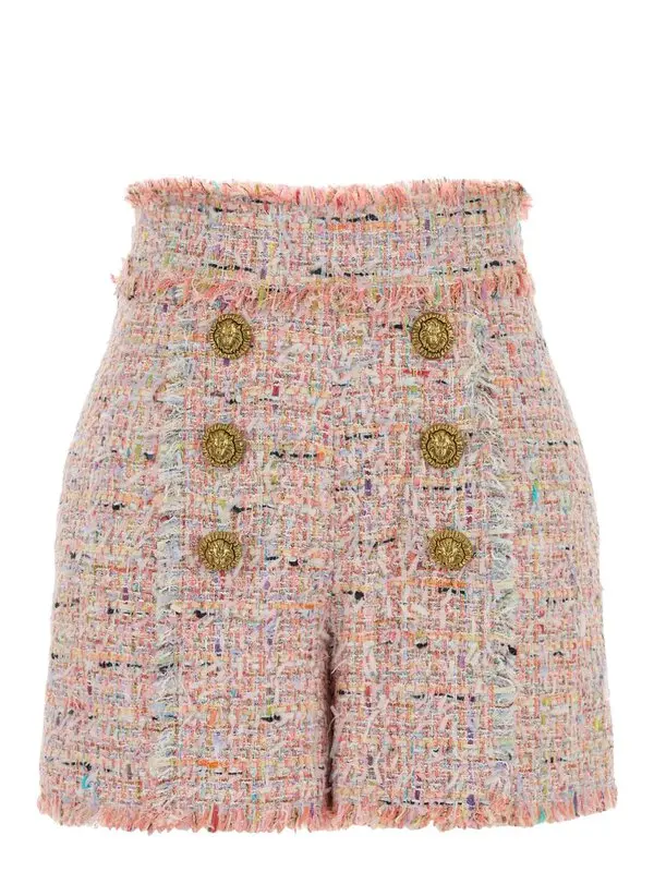 Balmain Tailored Double-breasted Tweed Shorts - Multicoloured