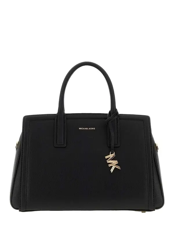 Michael Kors Leather Laila Handbag With Adjustable Shoulder Strap - Black