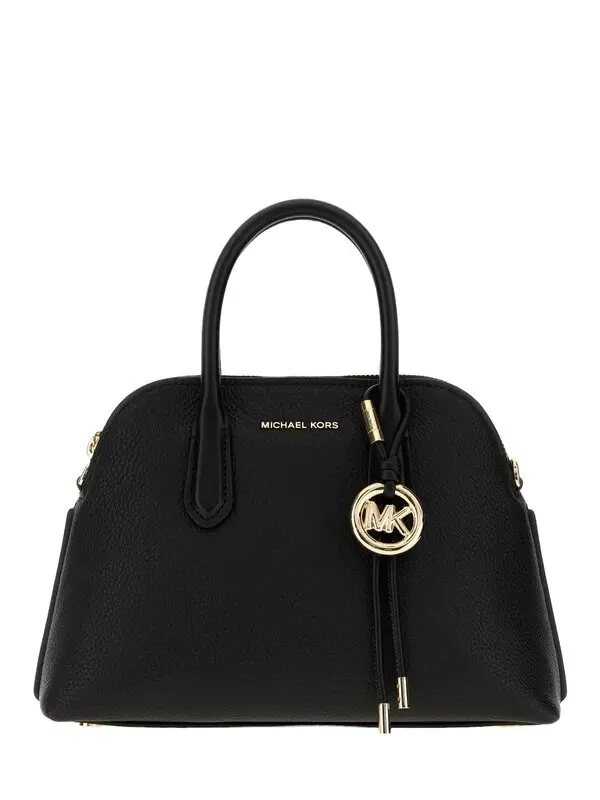 Michael Kors Leather Handbag With Gold Tone Hardware - Black
