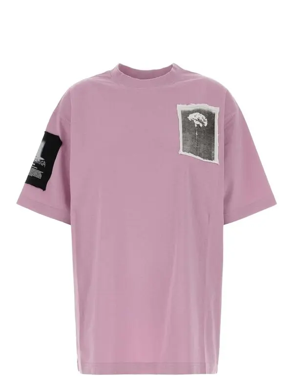 Balenciaga Oversized Cotton T-shirt With Graphic Appliqu - Purple