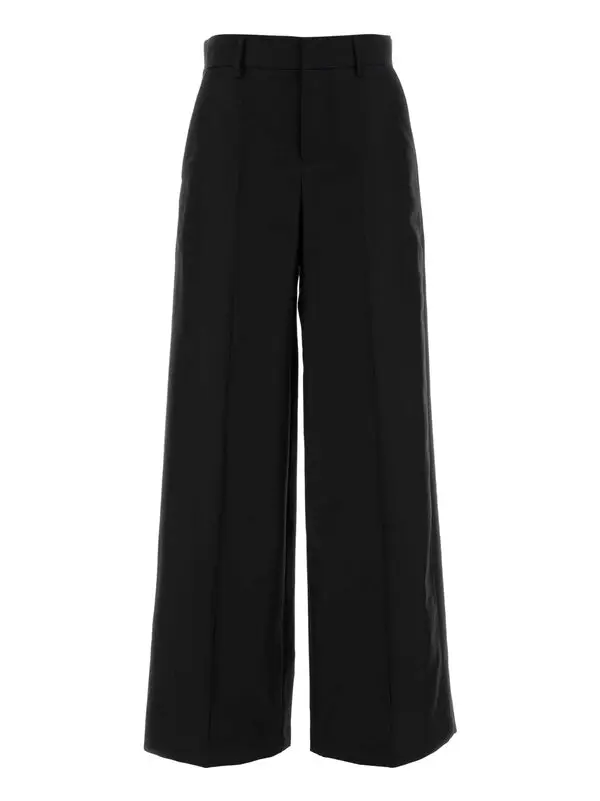 Alberta Ferretti Wool-silk Wide-leg Pant - Black