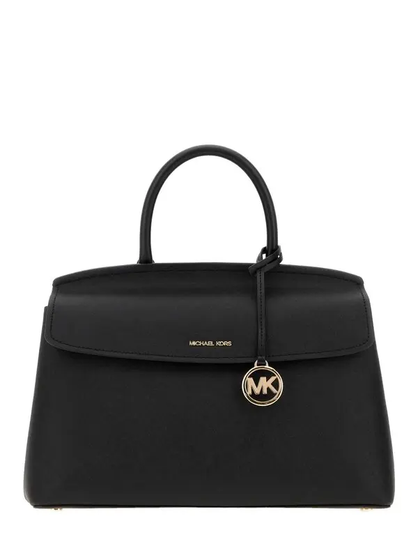 Michael Kors Freddie Leather Handbag With Gold-tone Hardware - Black