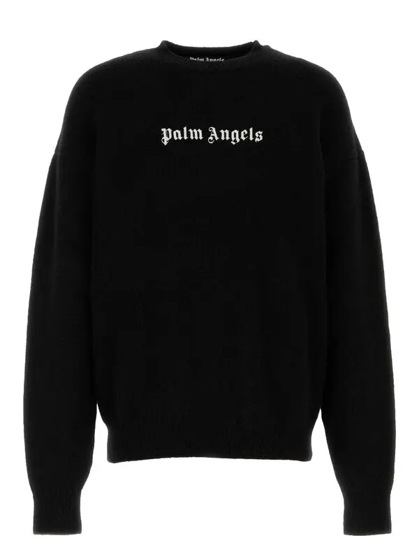 Palm Angels Stretch Wool Blend Sweater - Black