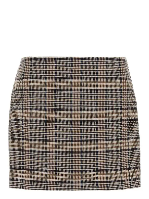 ANINE BING Embroidered Viscose Blend Mini Skirt - Checked