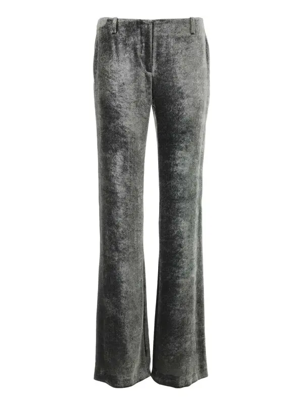 Alberta Ferretti Velvet Wide-leg Trousers - Silver