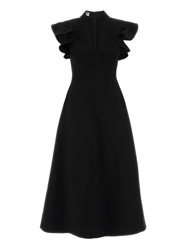 Moschino Inspired T-shirt Dress With Ruffled Sleeves - Black