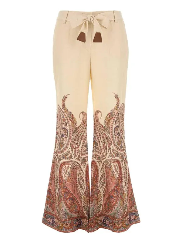Zimmermann Rhiannon Linen Flare Pants With Paisley Print - Printed