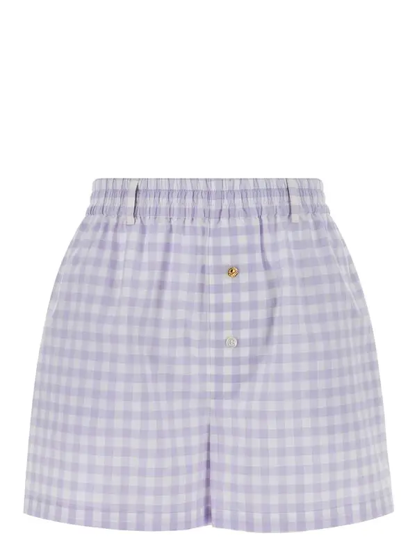 Moschino Embroidered Cotton Gingham Shorts - Checked