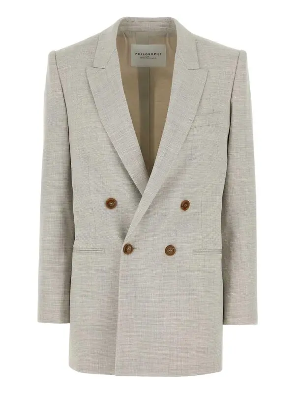 Philosophy Di Lorenzo Serafini Double-breasted Stretch Wool Blend Blazer - Grey