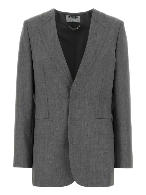 Moschino Virgin Wool Single-breasted Blazer - Grey