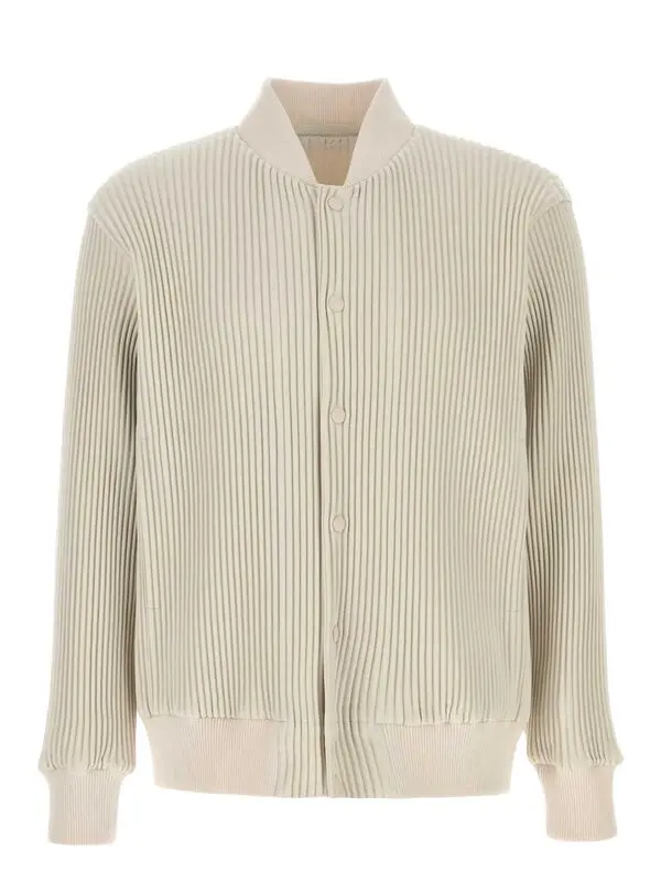 Issey Miyake Homme Plissé Pleated Polyester Bomber Jacket - White