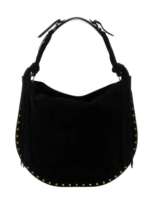 Isabel Marant Étoile Oskan Suede Shopping Handbag With Antiqued Golden Hardware - Black