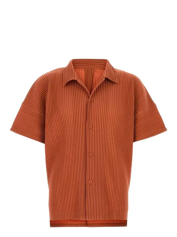 Issey Miyake Pleated Polyester Shirt - Orange