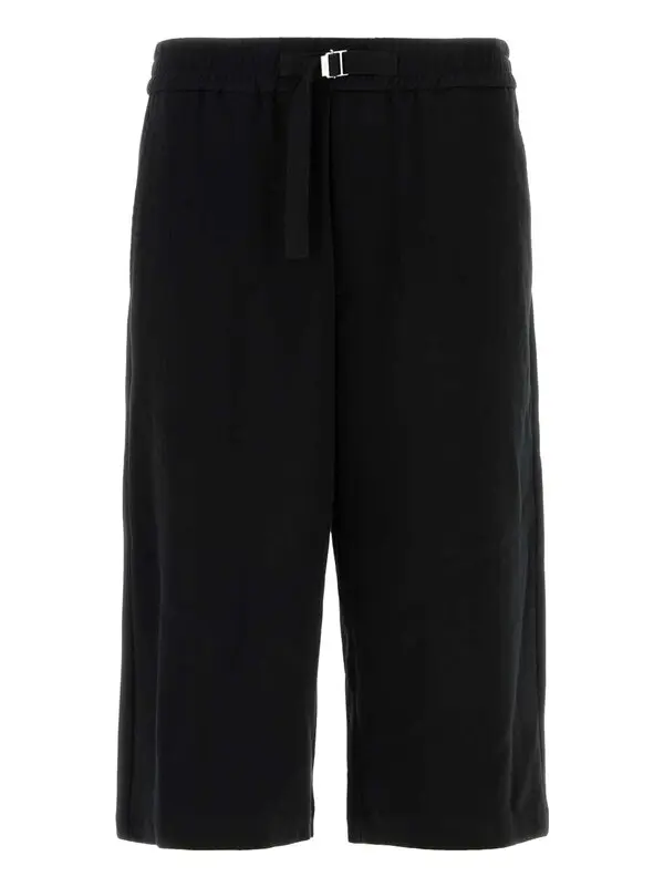 AMI Paris Cotton Bermuda Shorts With Belt Detail - Black
