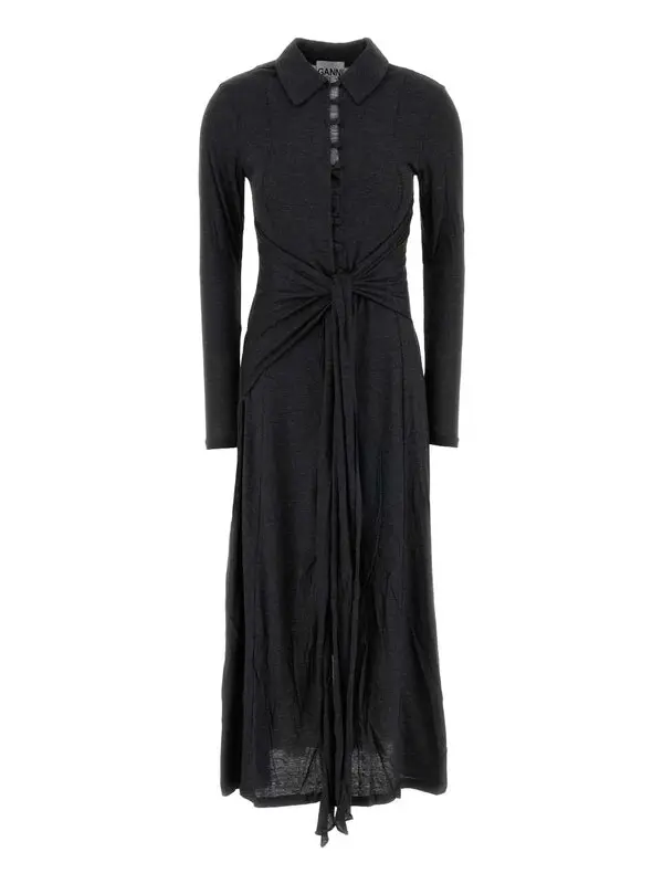 GANNI Cotton-modal T-shirt Shirt Dress - Grey