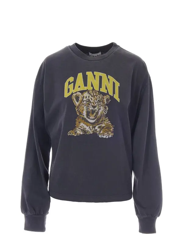 GANNI Graphic Crewneck Sweatshirt - Phantom