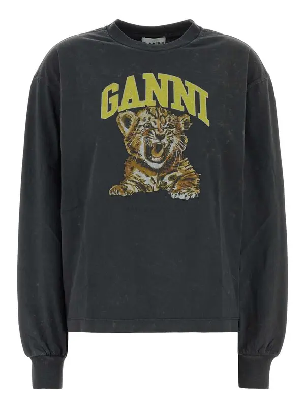 GANNI Oversized Graphic T-shirt - Grey