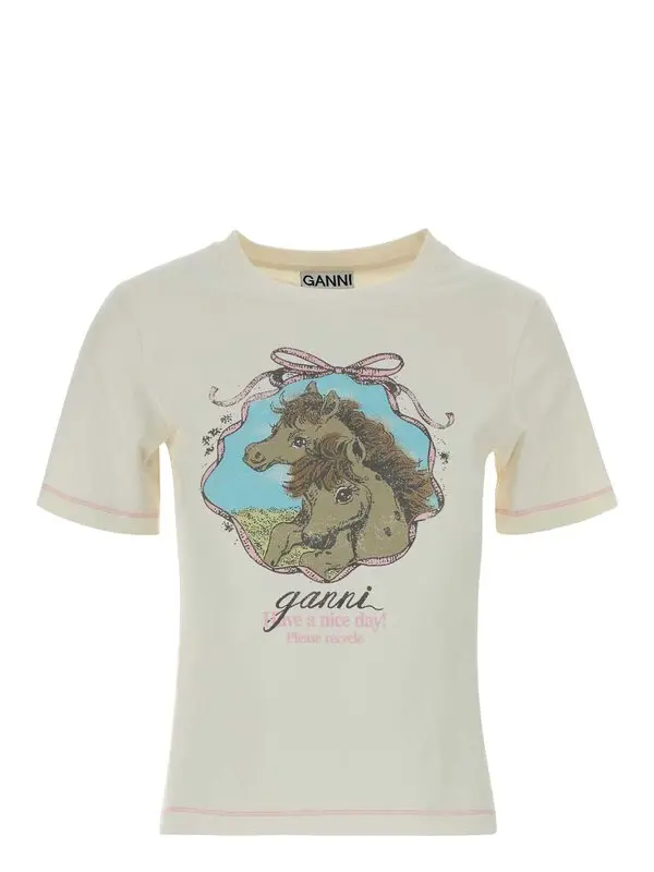 GANNI Graphic T-shirt - White