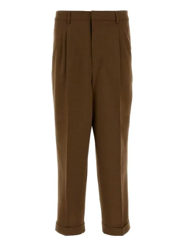AMI Paris Virgin Wool Blend Trousers - Camel