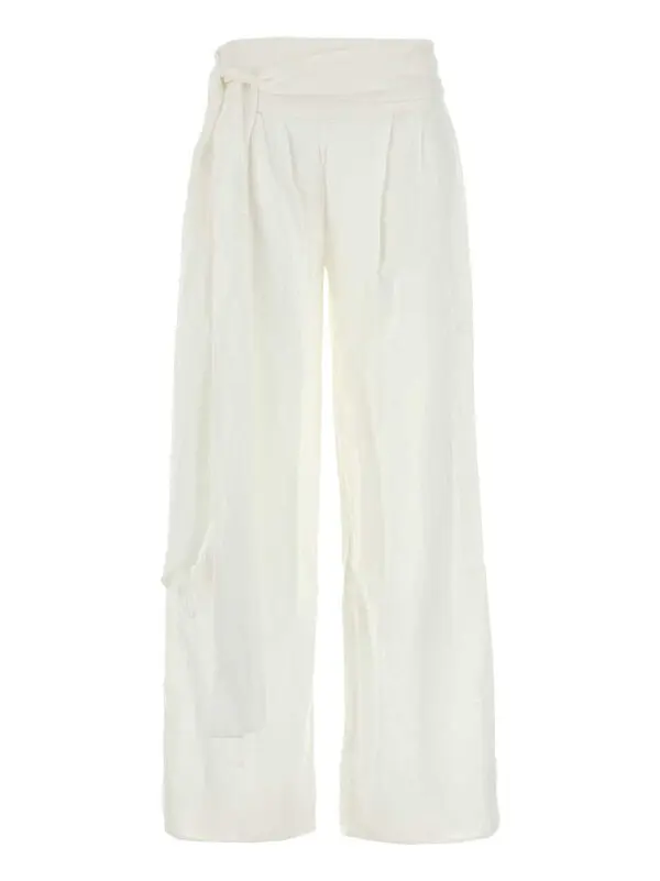 LOIS Viscose-linen Wide-leg Pants - White