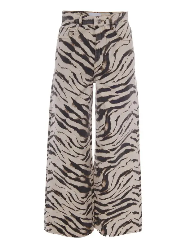 GANNI Wide-leg Zebra Print Trousers - Egret