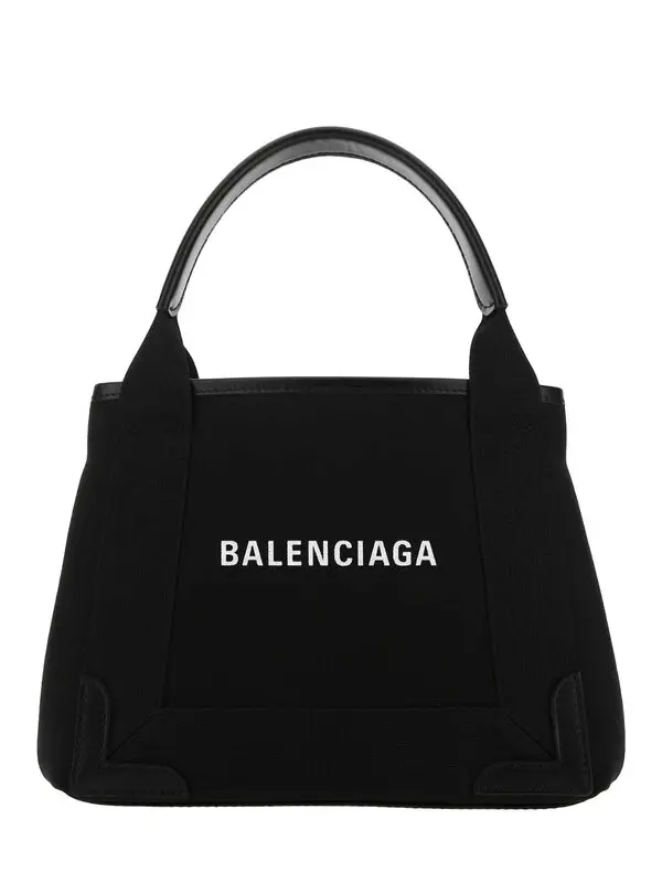 Balenciaga Mini Canvas Basket Handbag With Silver-tone Hardware - Black