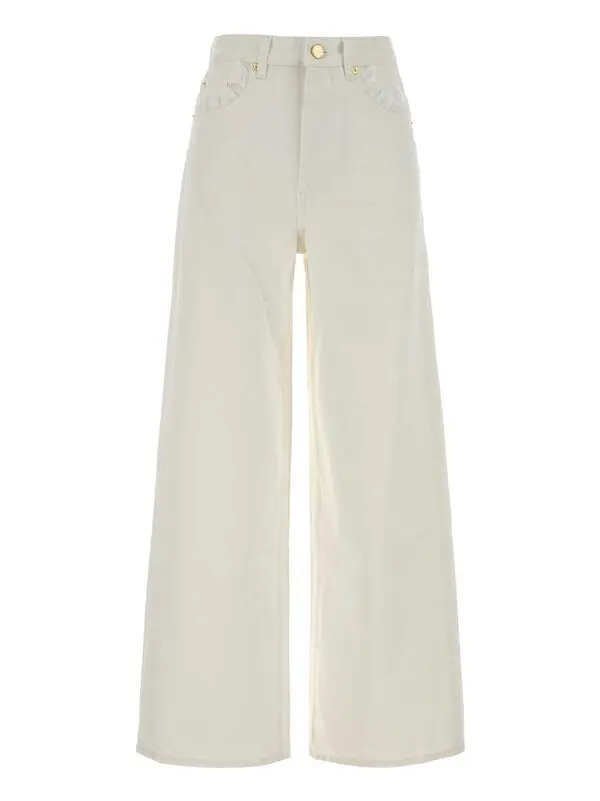 GANNI Organic Cotton Wide Leg Jeans - White