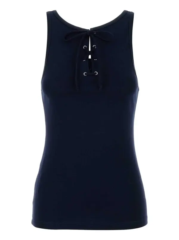 Prada Cotton Lace-up Tank Top - Blue