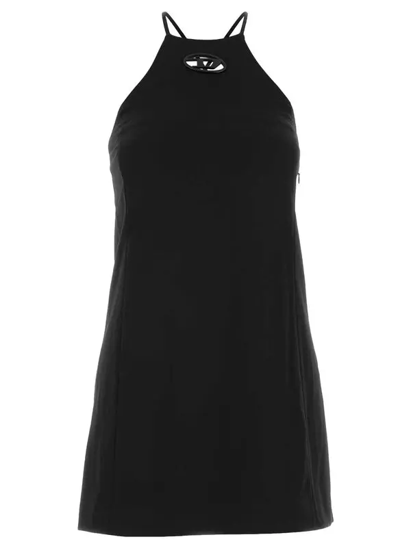 DIESEL® Stretch Twill Mini Dress With Halterneck - Black