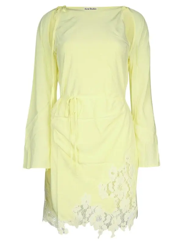 Acne Studios Viscose Popover Dress With Lace Trim - Fluoyellow