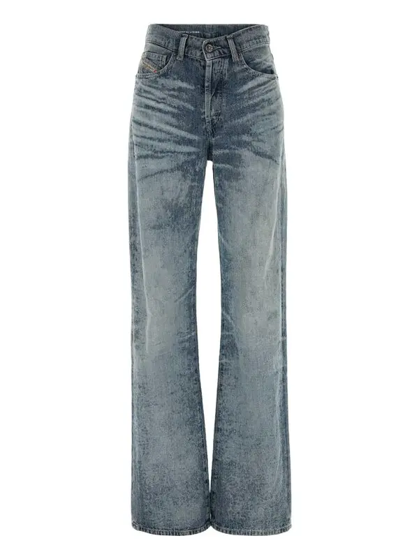 DIESEL® Wide Leg Faded Jeans - Light Blue