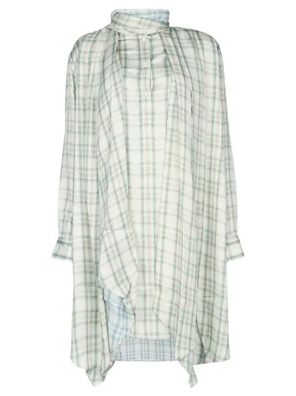 Acne Studios Checked Viscose Shirt Dress - Greenblue
