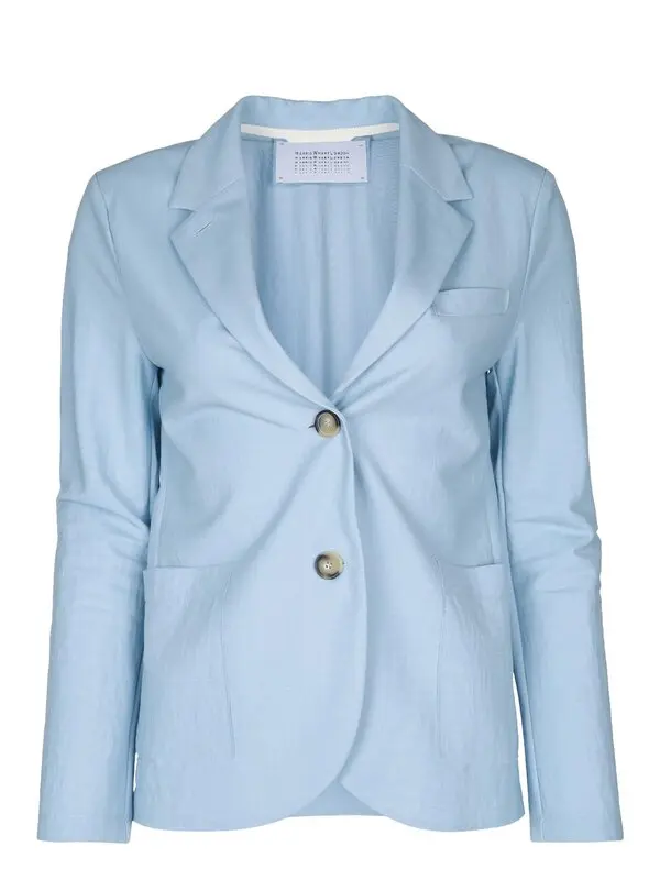 Harris Wharf London Stand-up Collar Rayon Blazer - Lightblue