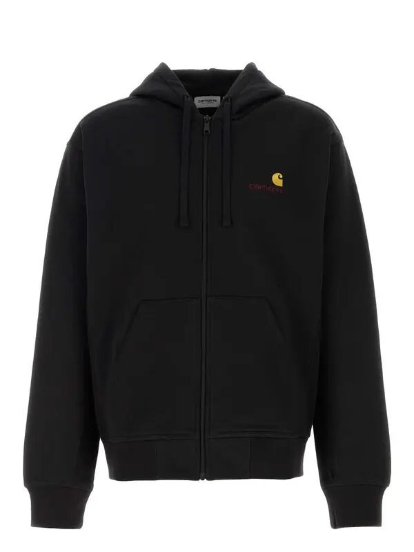 Carhartt Work In Progress American Script Zip-up Hooded Sweat Jacket - Black