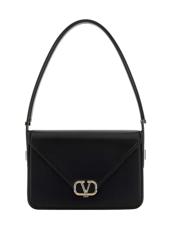 Valentino Garavani Vlogo Leather Shoulder Handbag - Black