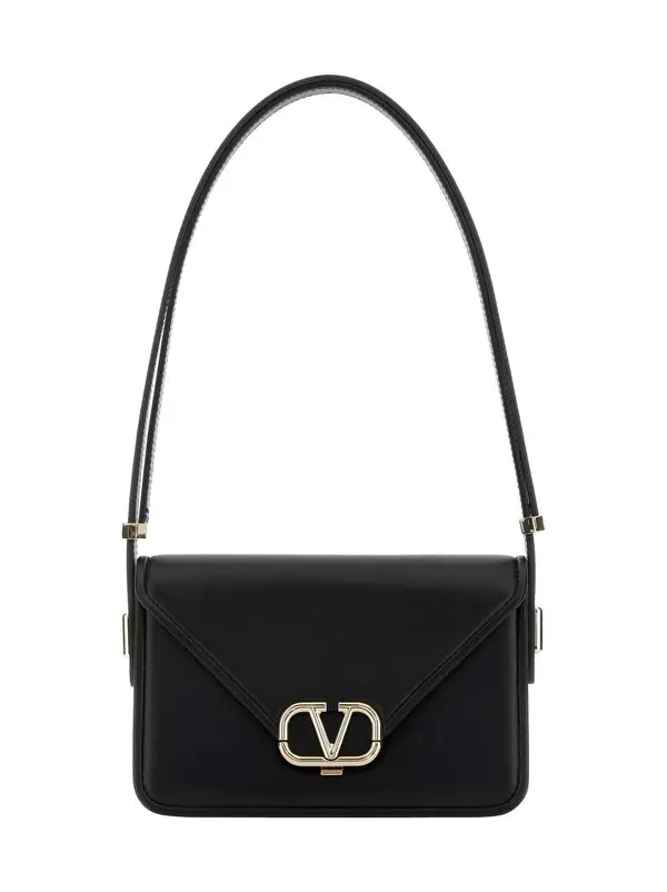 Valentino Garavani Leather Crossbody Handbag, 19 Cm Width - Black