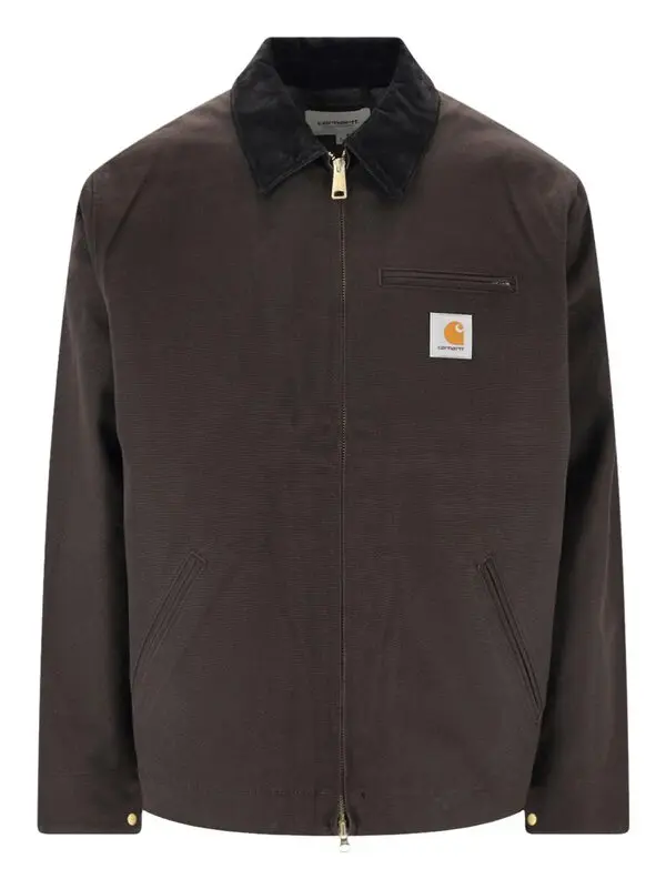 Carhartt Work In Progress Canvas Zip Jacket With Pointed Collar - Brown