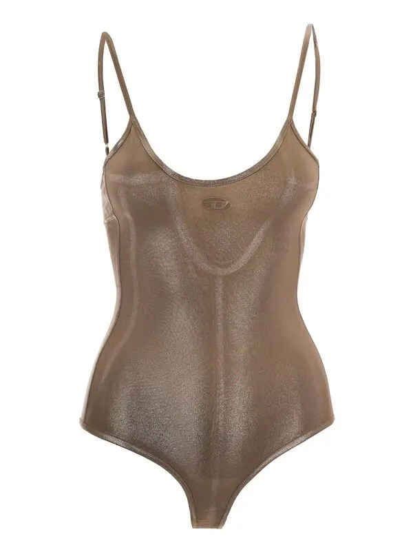 DIESEL® Sheer Shimmer Bodysuit - Sandy/beige