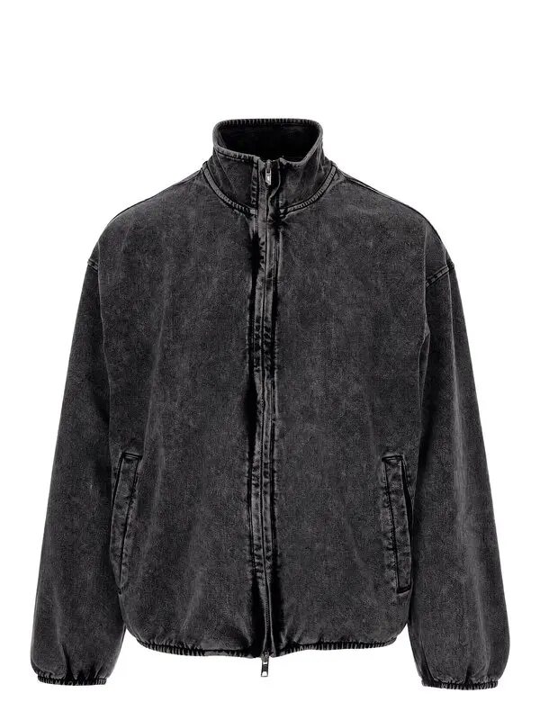 DIESEL® Washed Denim Zip-up Jacket - Black/denim