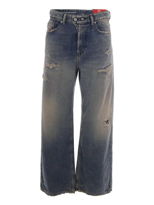 DIESEL® Distressed Wide-leg Jeans - Denim