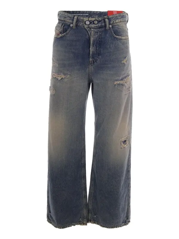 DIESEL® Distressed Wide-leg Jeans - Denim
